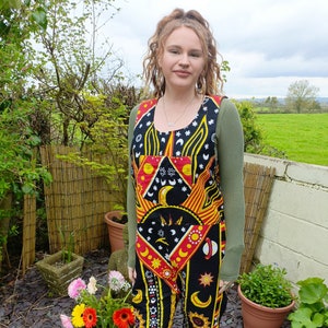 Funky Colourful Celestial Sun Moon Zodiac Astrology Festival Dungarees ...