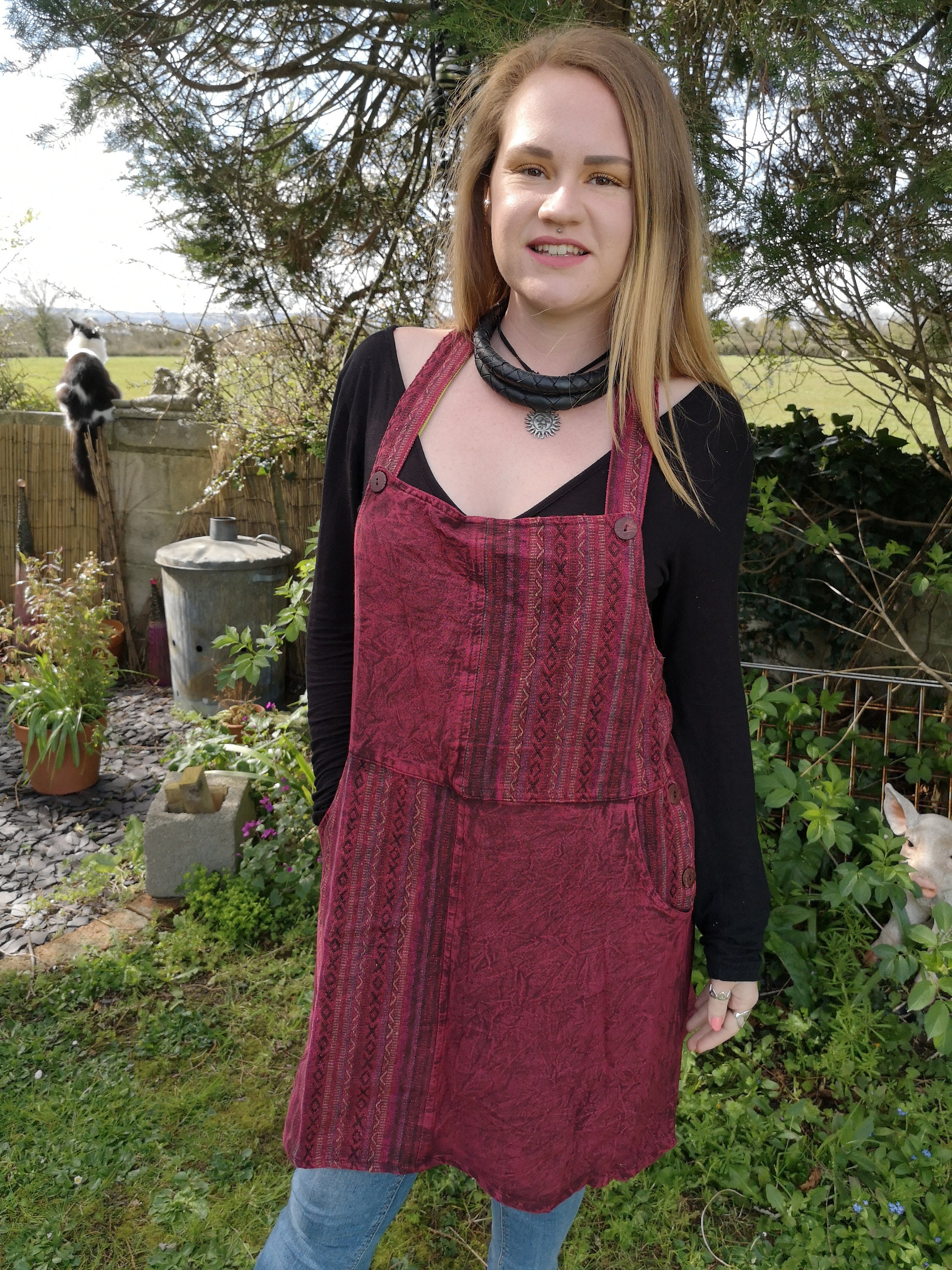 Two Tone Stonewash Pinafore Stripe Woven Pattern Pinafore - Etsy UK