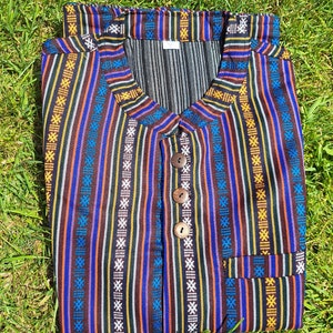 Men's Colourful Stripe Nehru Collar Waistcoat, Vest Mandarin Hipster ...