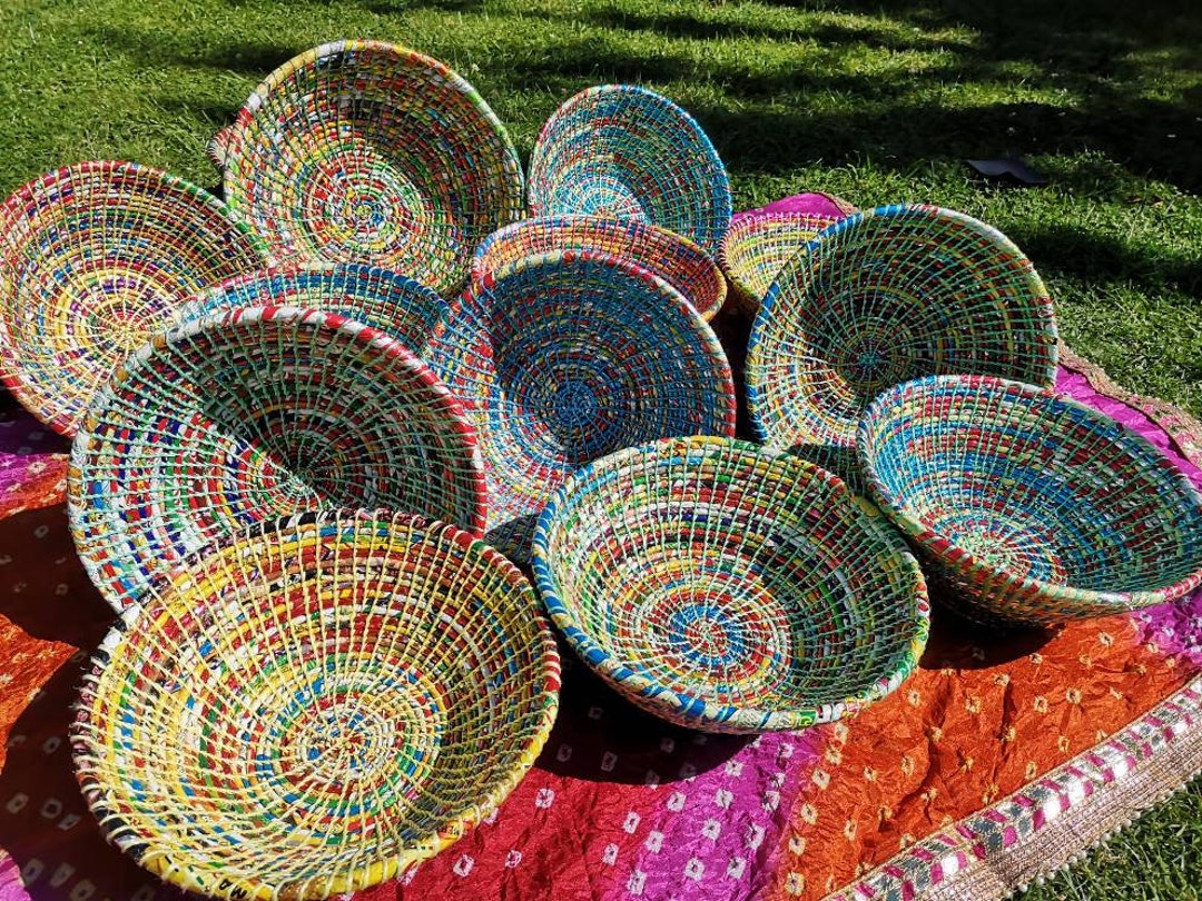 Hand Made Recycled Crisp Packet Bowls, Bright Colourful Big and Small ...