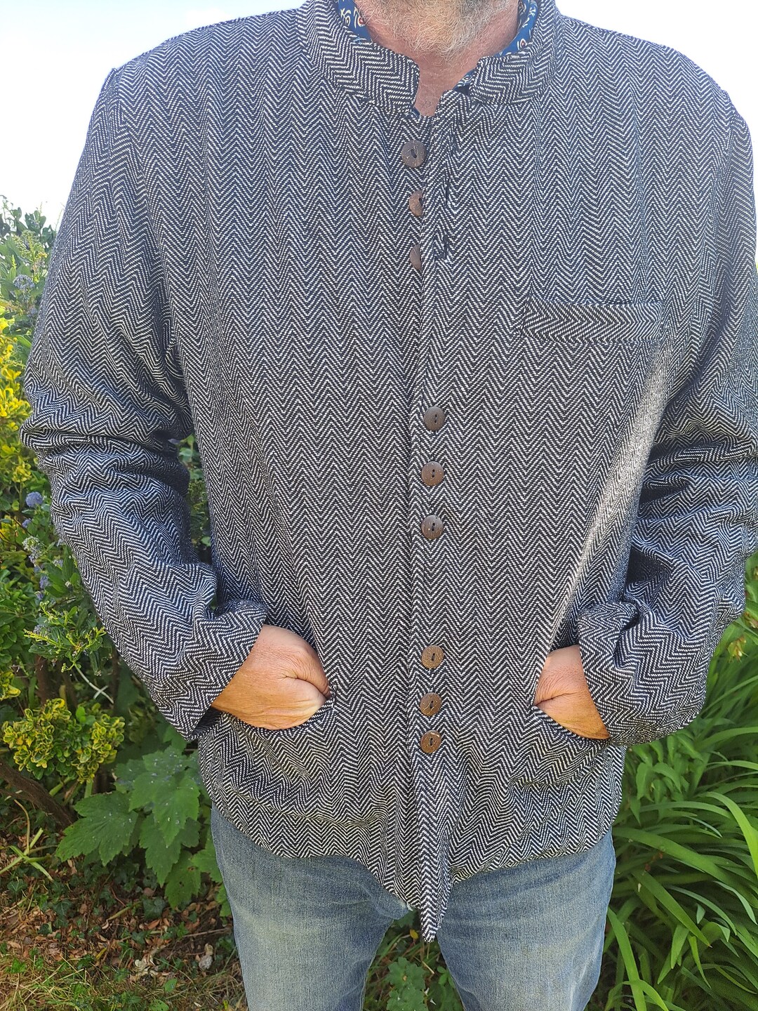 Nehru Collar Herringbone Jacket and Waistcoats Mandarin - Etsy