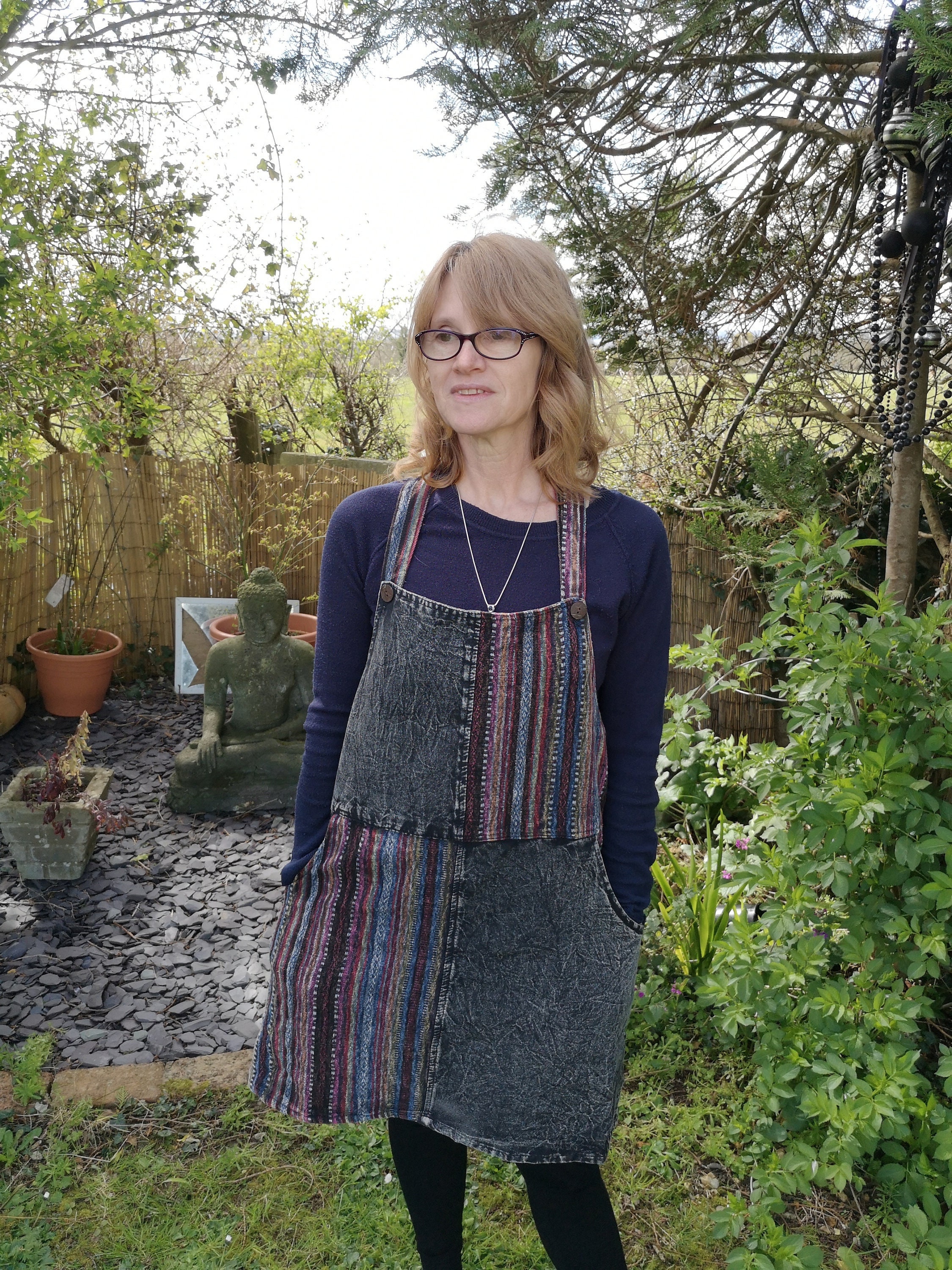 Two Tone Stonewash Pinafore Stripe Woven Pattern Pinafore - Etsy UK