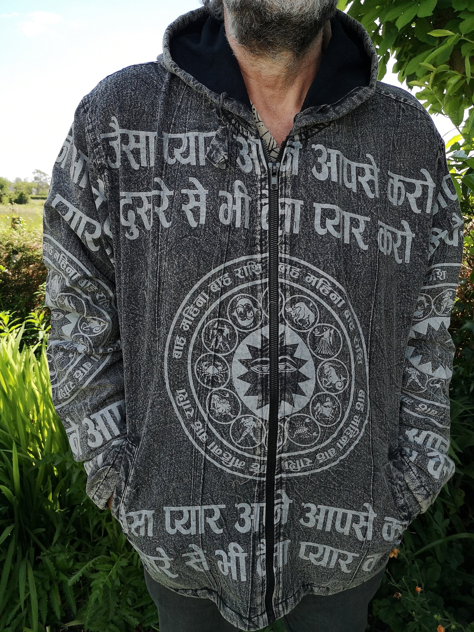 Zodiac Fleece Lined Jacket, Astrology Celestial Starsign Jacket, Hindi ...