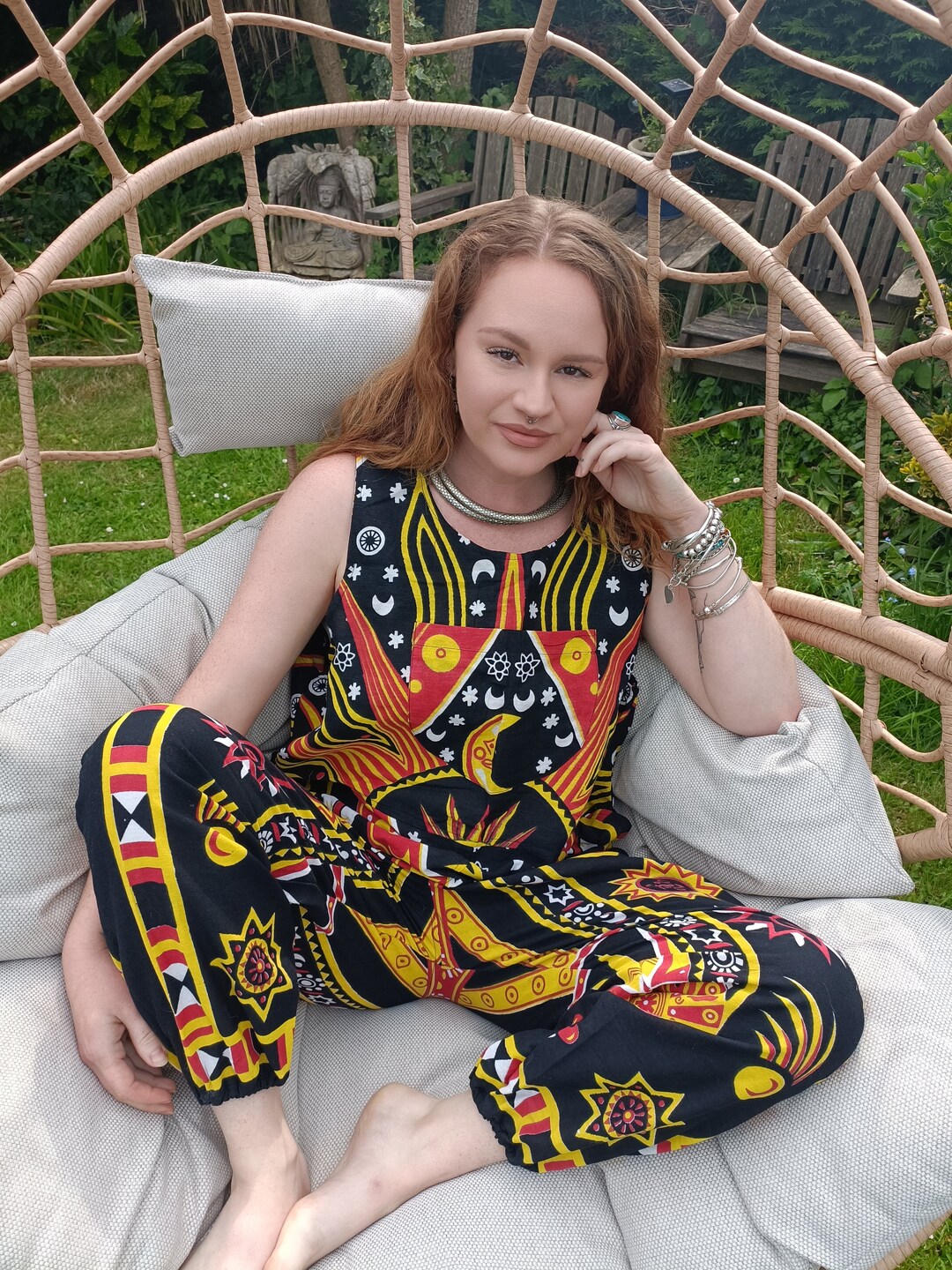 Funky Colourful Celestial Sun Moon Zodiac Astrology Festival Dungarees ...