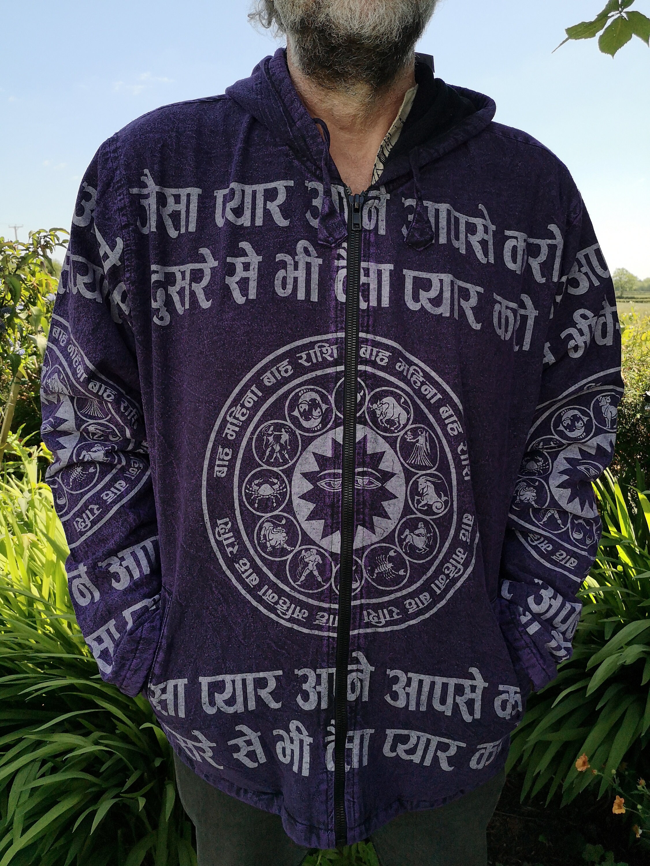 Zodiac Fleece Lined Jacket, Astrology Celestial Starsign Jacket, Hindi ...