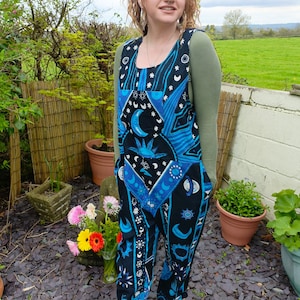 Funky Colourful Celestial Sun Moon Zodiac Astrology Festival Dungarees ...