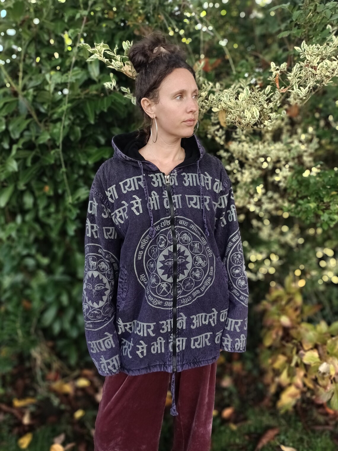 Zodiac Fleece Lined Jacket, Astrology Celestial Starsign Jacket, Hindi ...