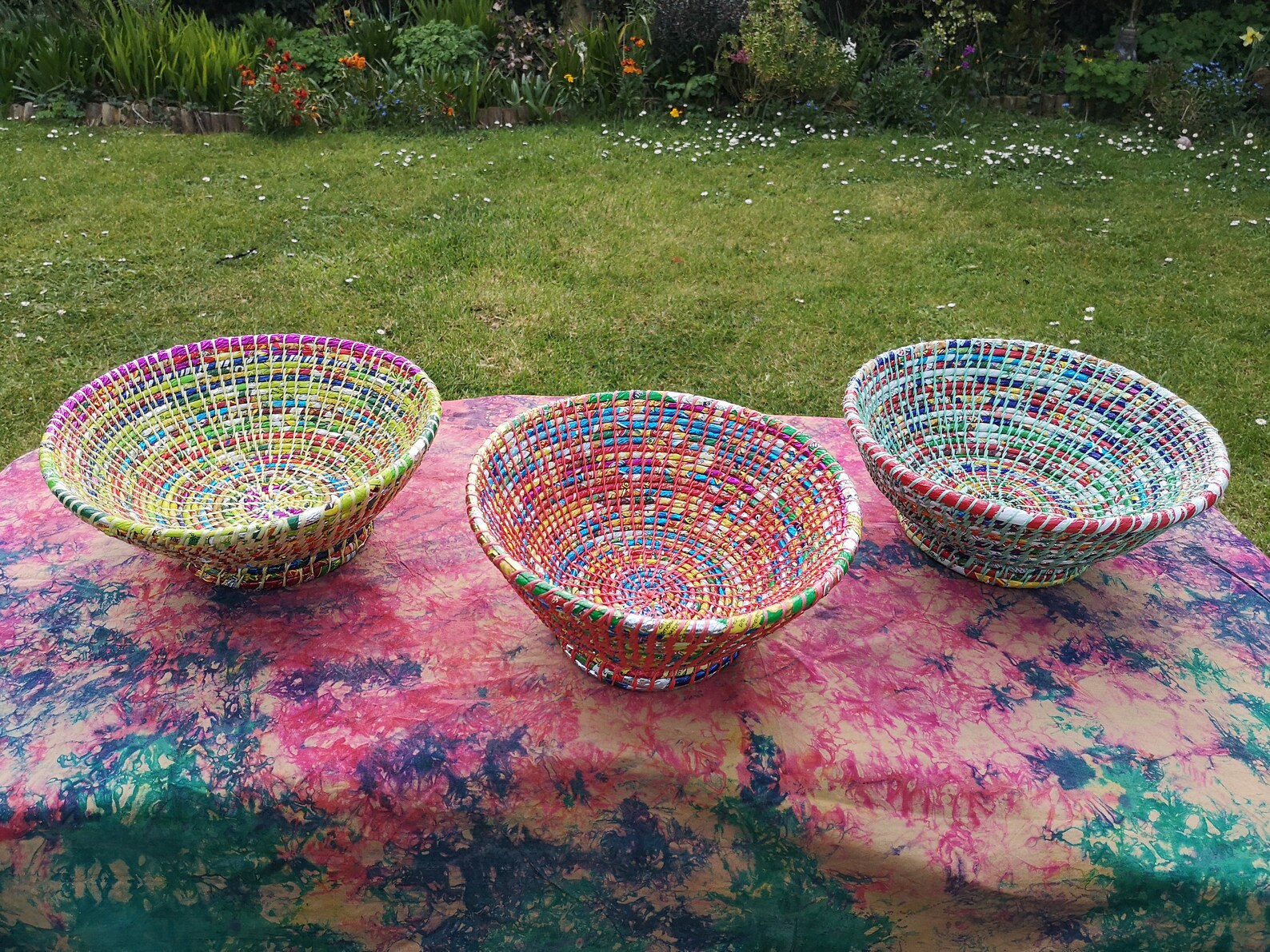 Hand Made Recycled Crisp Packet Bowls, Bright Colourful Big and Small ...