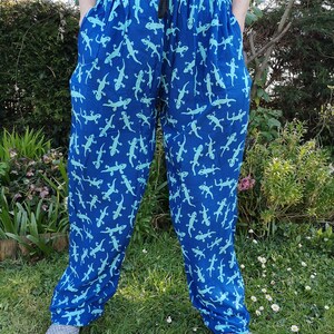 Unisex Lizard Gecko Salamander Trousers Pants Cool Light Rayon White ...