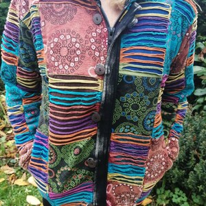 Men Women's Patchwork Slash Jacket Earth Tone Button Up | Etsy