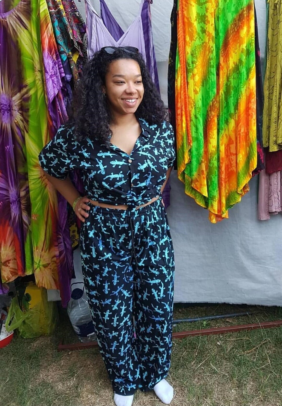 Unisex Lizard Gecko Salamander Trousers Pants Cool Light Rayon White ...