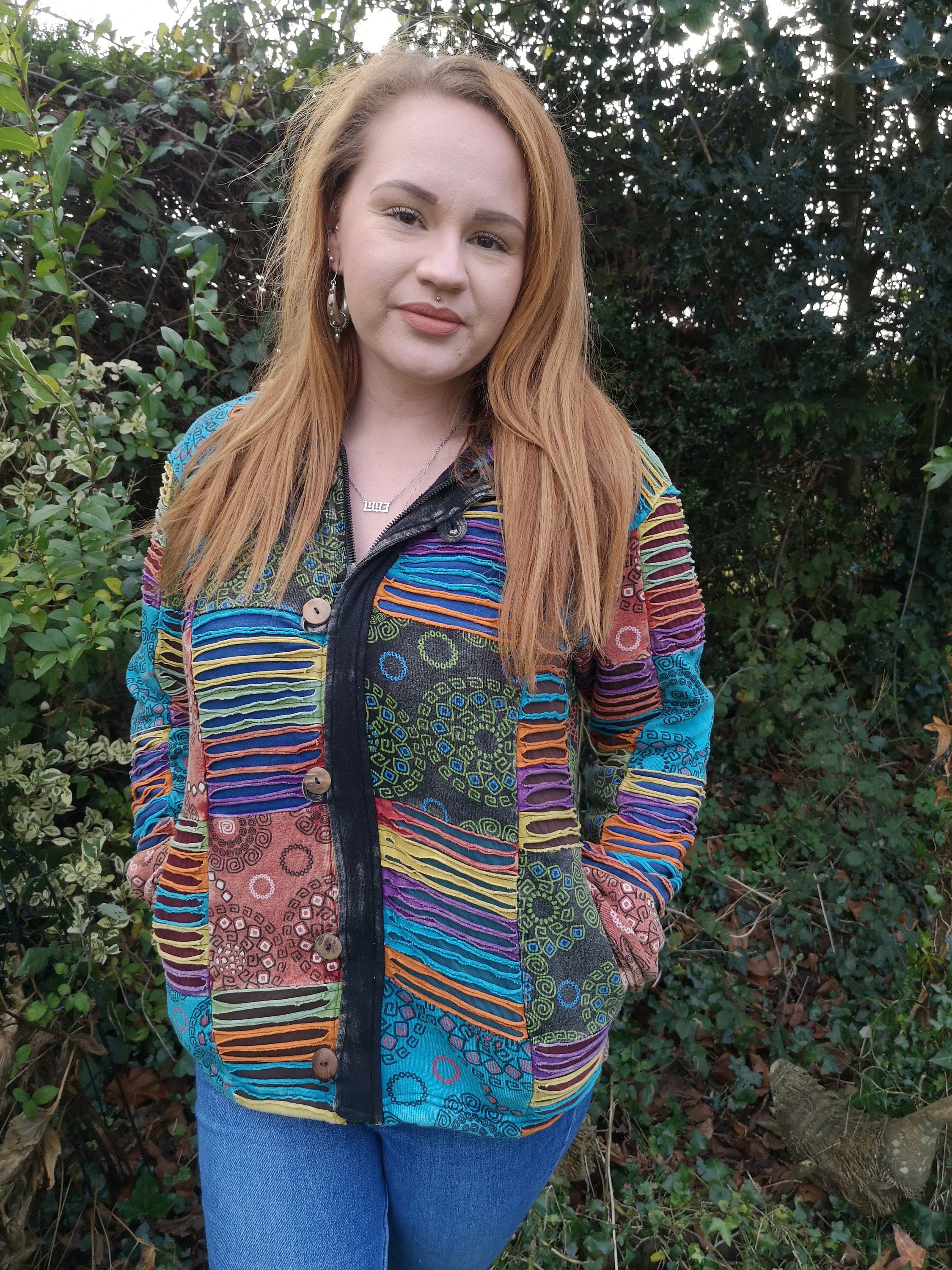 Men Women's Patchwork Slash Jacket Earth Tone Button up | Etsy UK