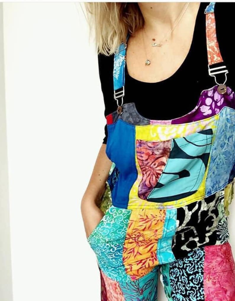 Patchwork Dungarees Rainbow Jumpsuit Colourful Overalls | Etsy