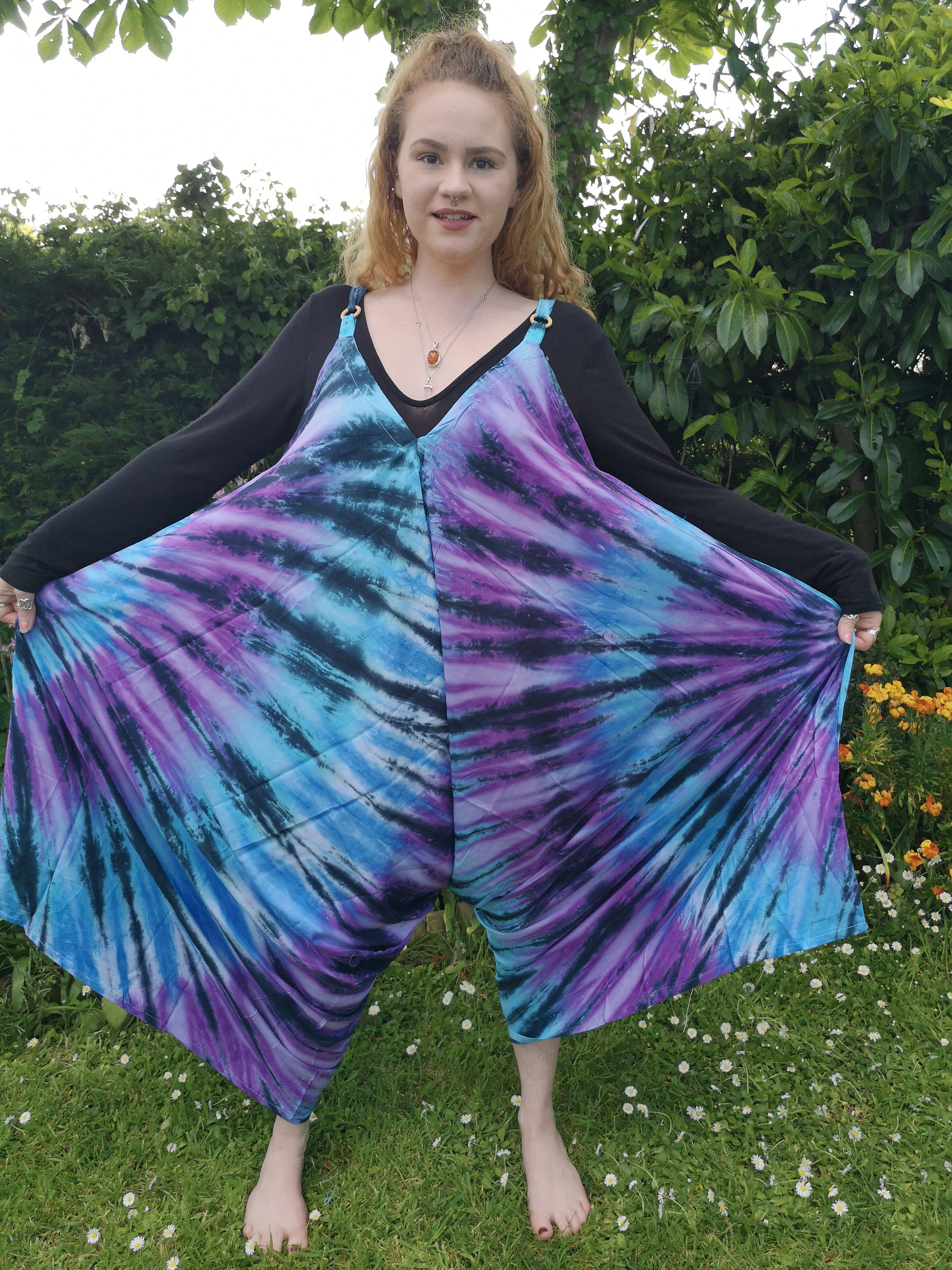 Tie-dye Butterfly Dungarees Jumpsuit Overalls, Purple Blue Pink Black ...