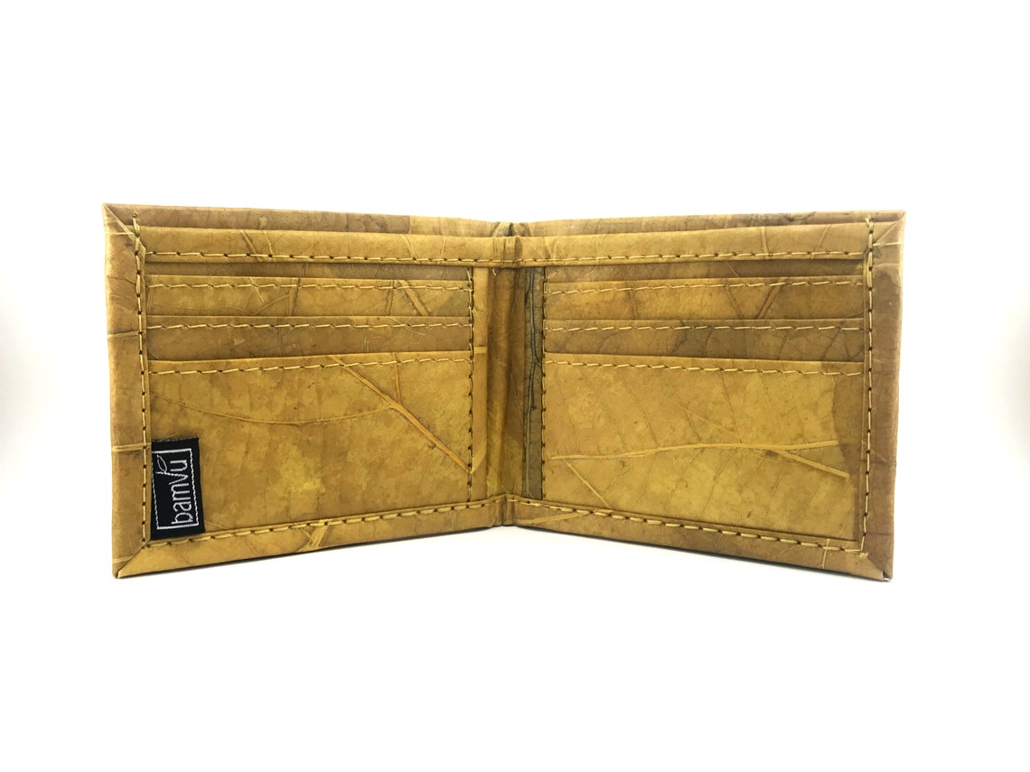 Handmade Leaf Leather Wallet and Cards Holder for Men Yellow - Etsy