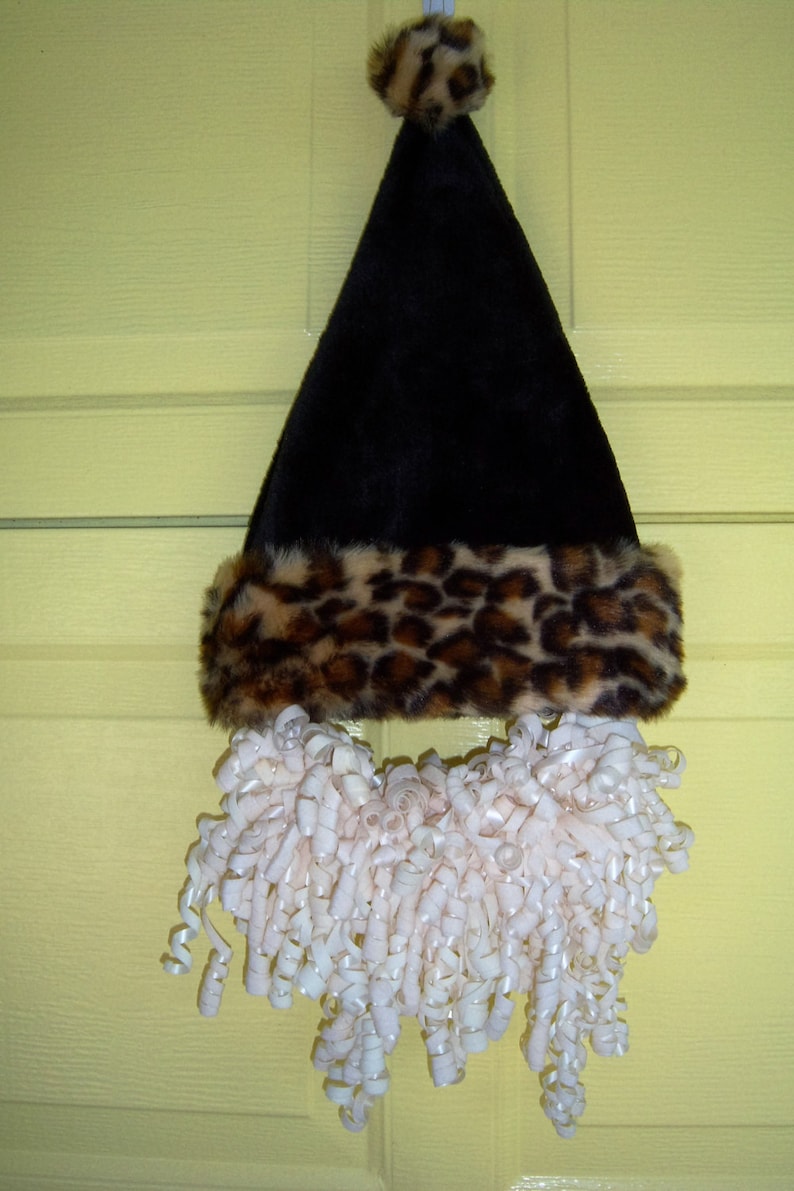 FUN Leopard Santa Hat Hand-made Wreath - Etsy