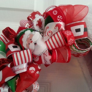 Christmas Ribbon Wreath With Santa Hat - Etsy