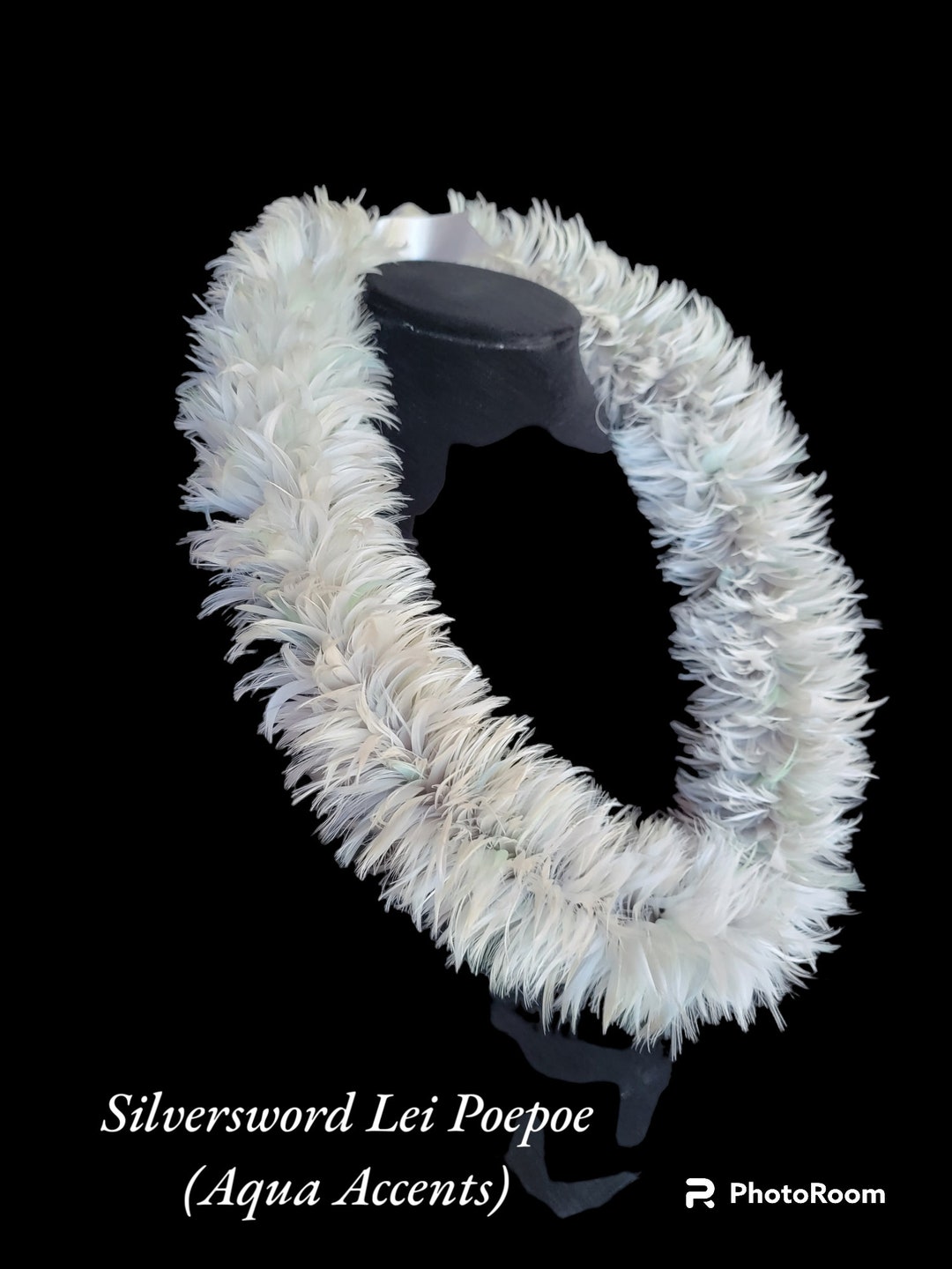 Feather Lei Poepoe "silversword", 30" Long X 2.5" Wide (aqua Accent Feathers) - Etsy