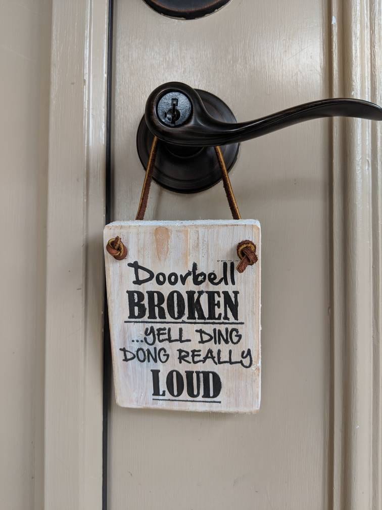 Doorbell Broken Sign Custom Wood Broken Door Bell Sign | Etsy