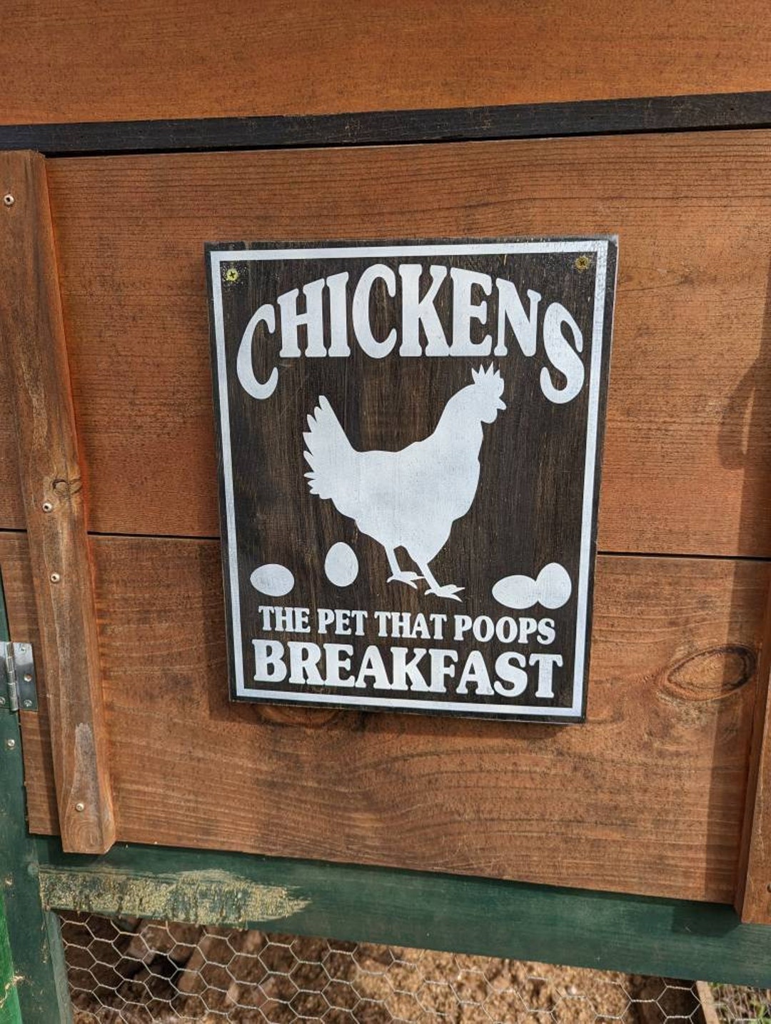 Custom Chicken Coop Sign, Rustic Wood Sign, Pet That Poops Breakfast - Etsy
