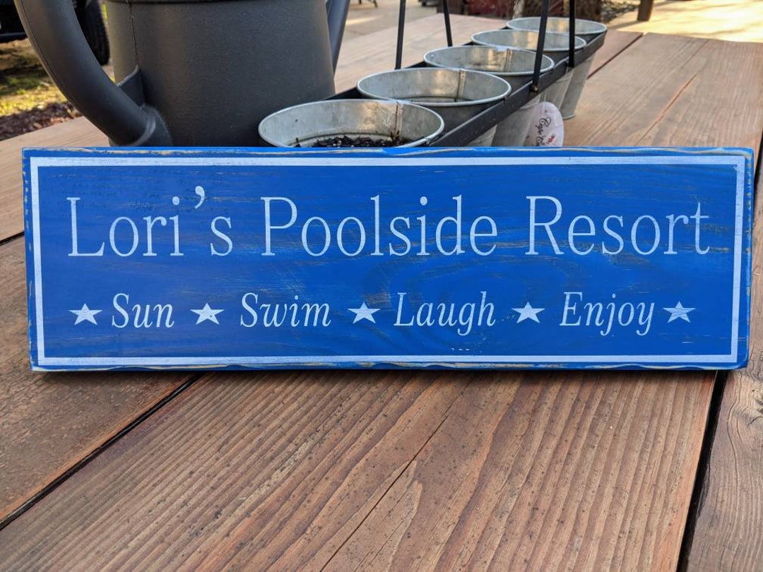 Custom Rustic Wood Pool Sign: Personalized Poolside Decor - Etsy