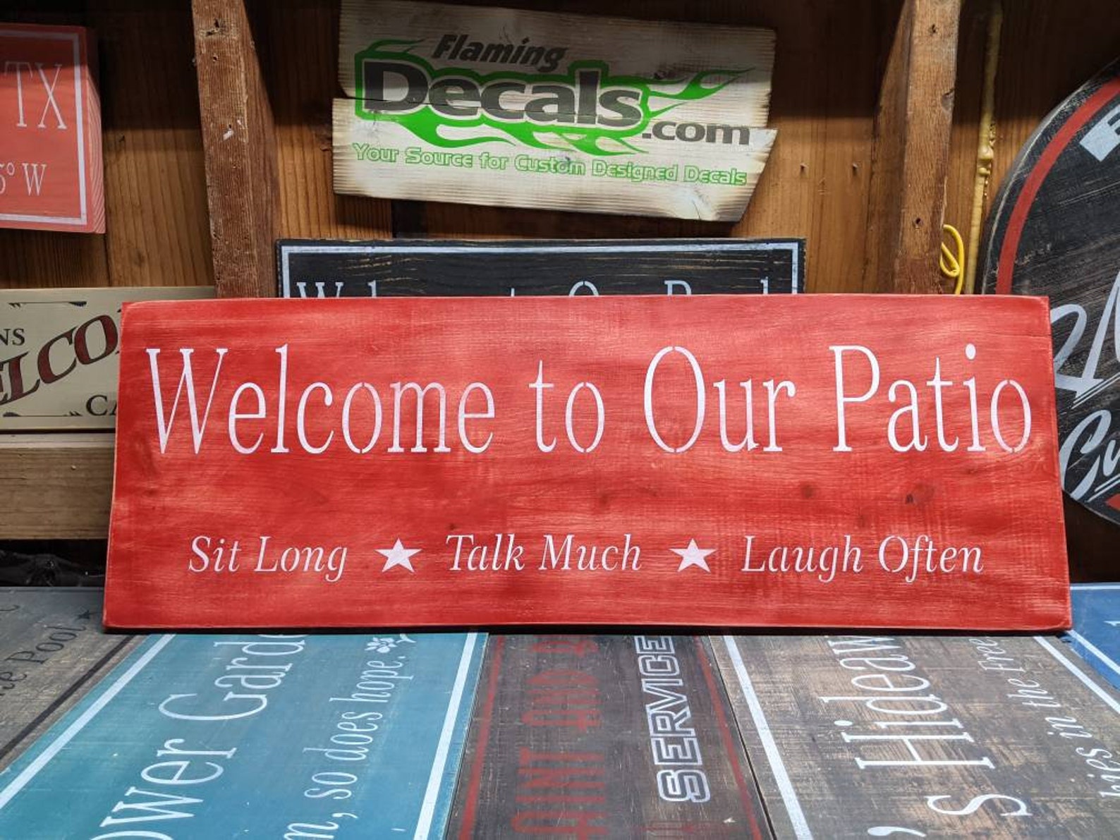 Welcome to Our Patio Custom Wood Sign Distressed Outdoor - Etsy