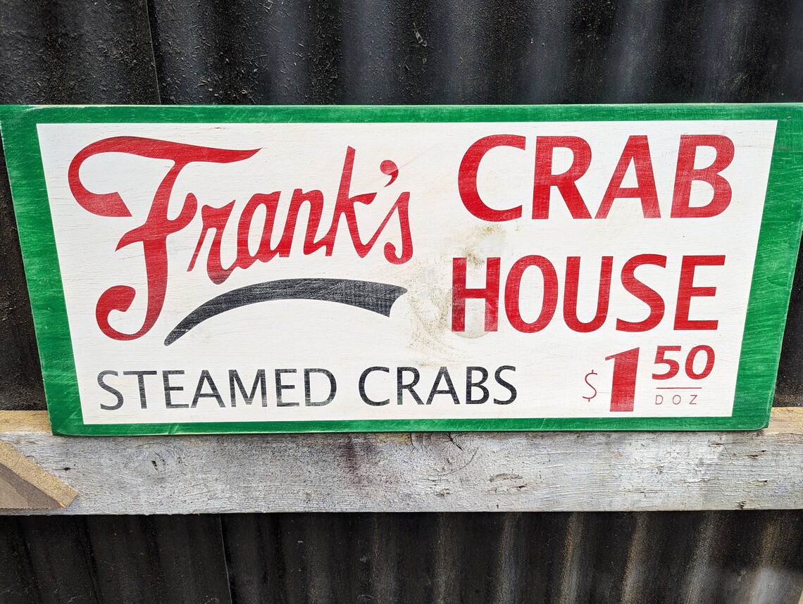 Rustic Frank's Crab House Sign: Vintage Style Distressed Wood - Etsy