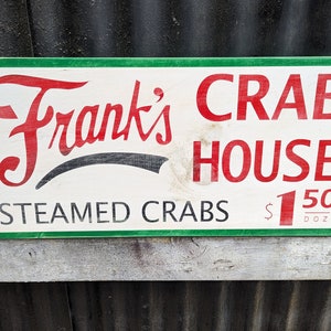 Rustic Frank's Crab House Sign: Vintage Style Distressed Wood - Etsy