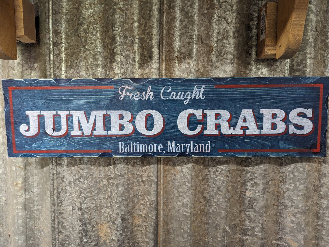 Custom Rustic Jumbo Crabs Wooden Sign: Distressed Dark Blue - Etsy