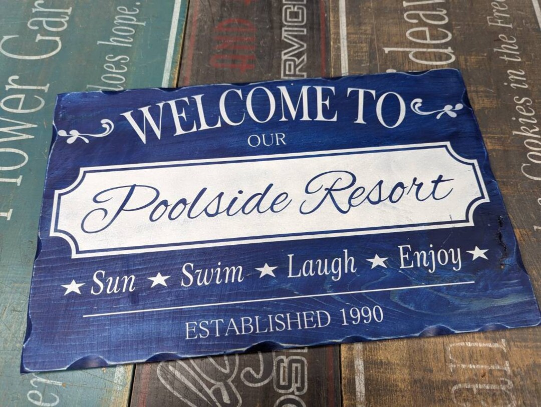 Custom Poolside Resort, Porch, Patio, Sunroom Signs, Rustic Wood Sign ...