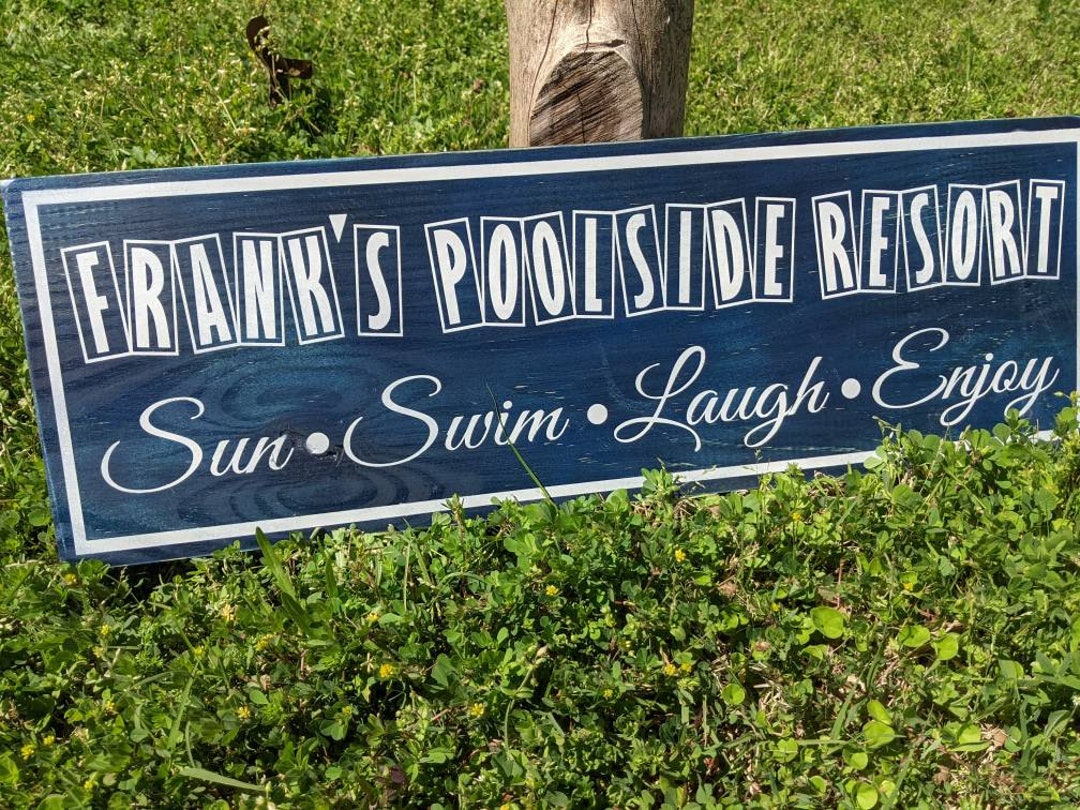 Retro Pool Signs, Retro/rustic Wood Sign, Customizable Poolside Resort ...