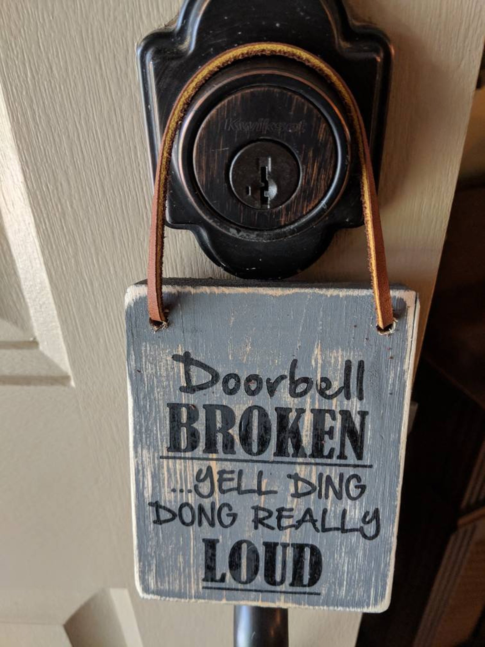 Doorbell Broken Sign Custom Wood Broken Door Bell Sign | Etsy