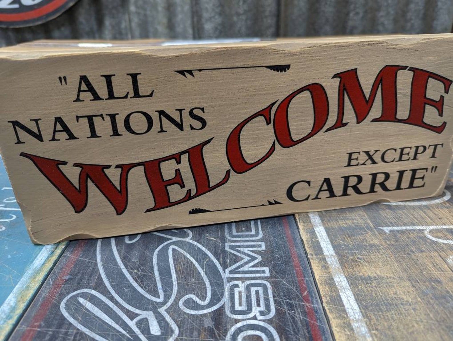 Vintage Bar Sign, 'all Nations Welcome Except Carrie' - Etsy