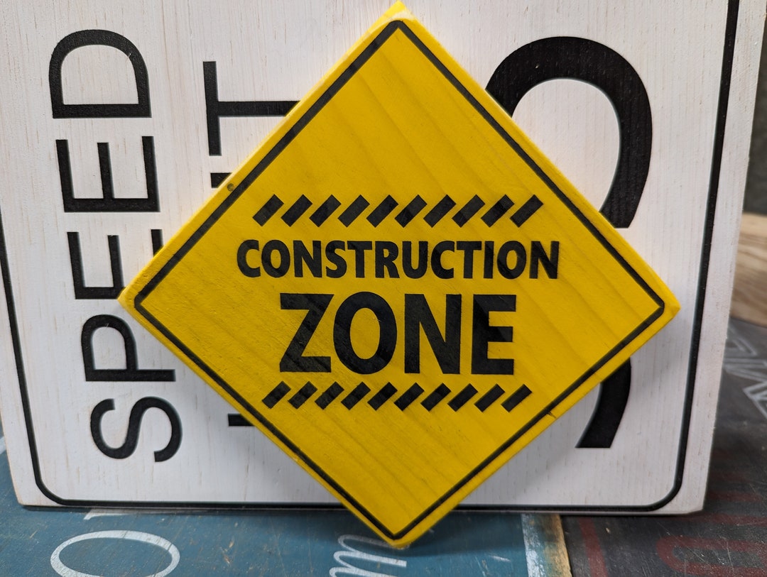 Rustic Construction Zone Sign: Distressed Wood Man Cave Decor - Etsy