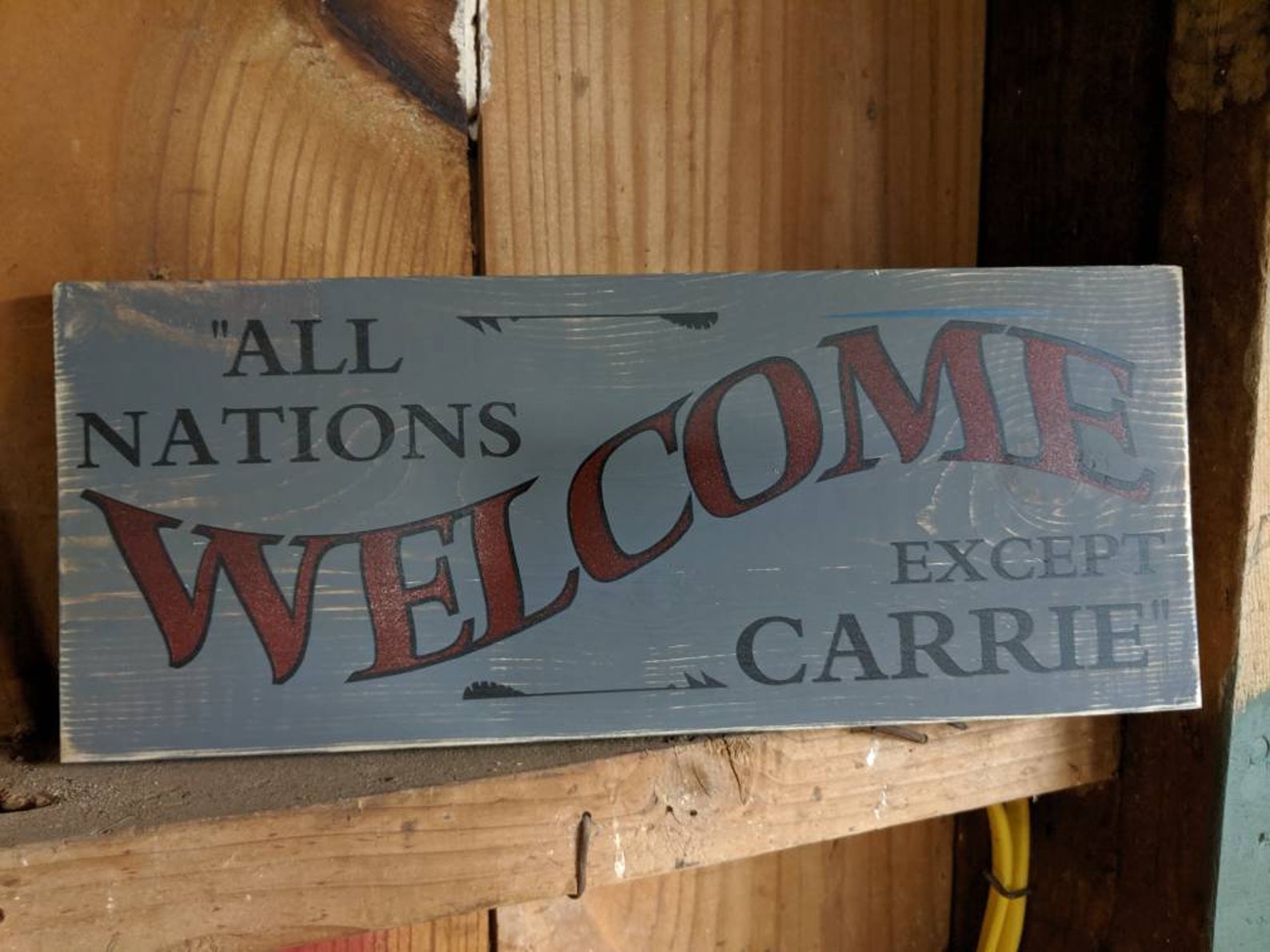 Vintage Bar Sign, 'all Nations Welcome Except Carrie' - Etsy