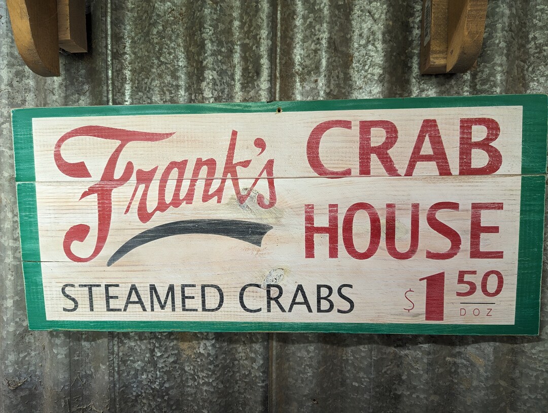 Rustic Frank's Crab House Sign: Vintage Style Distressed Wood - Etsy