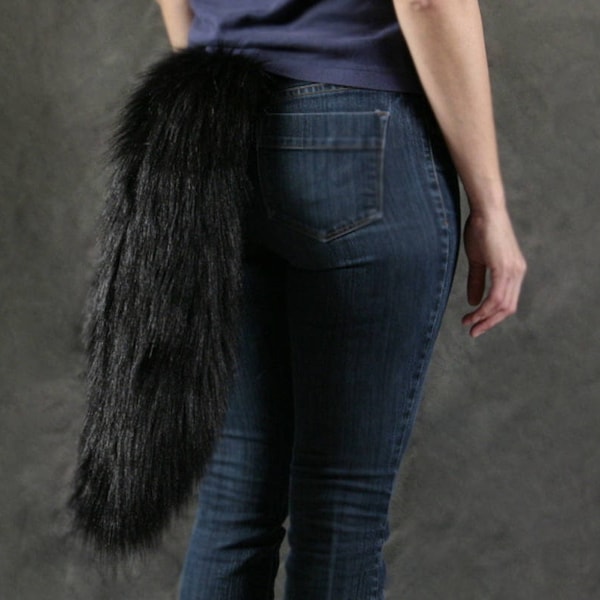 Furry Black Wolf Tail - Etsy