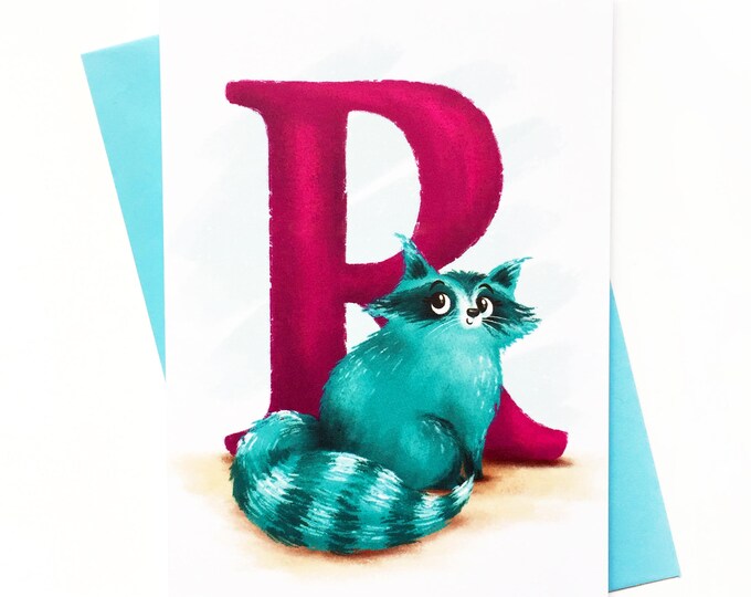 Children Art Print. R is for Raccoon. 8X10 PRINT. Nursery Art Home ...