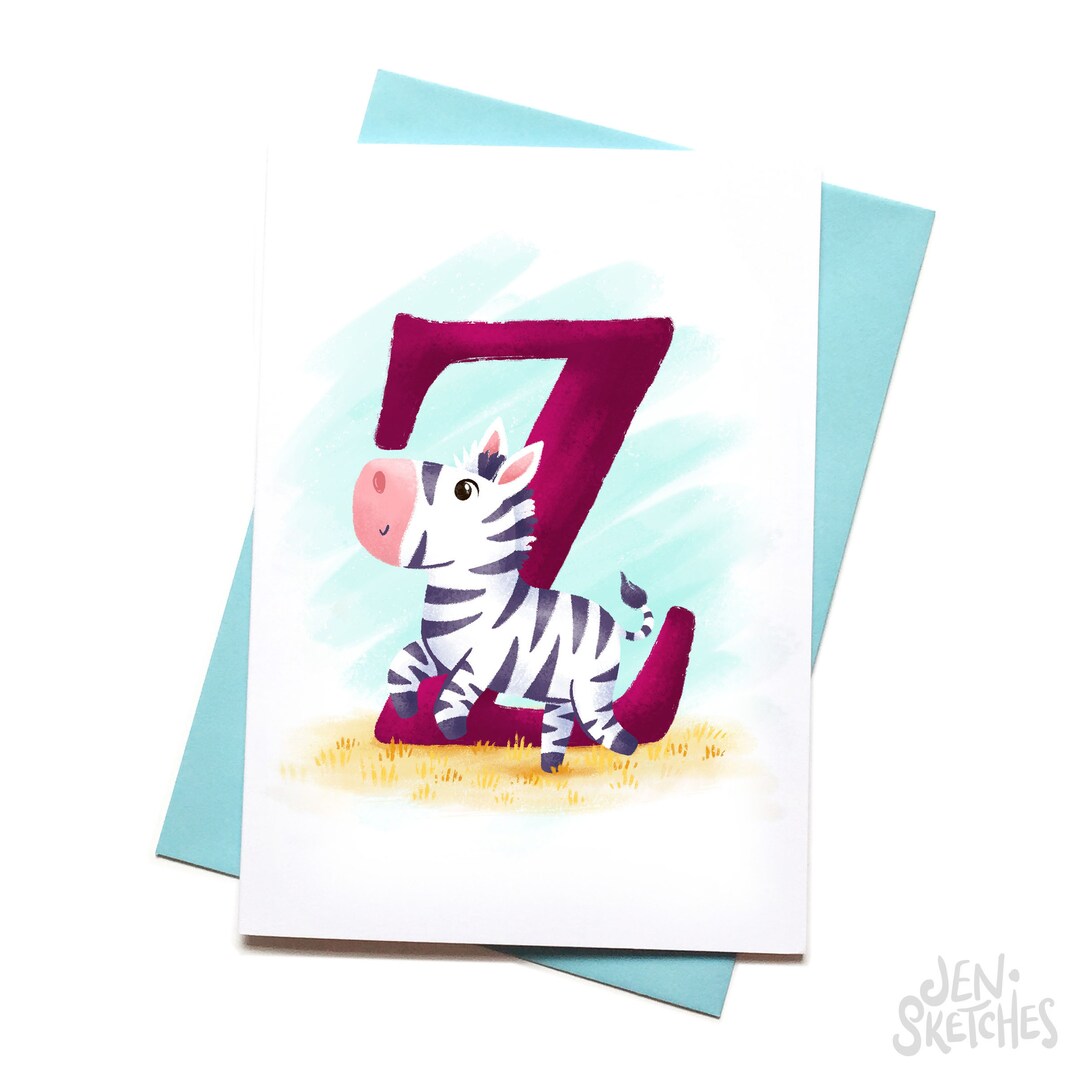 Illustrated Alphabet Greeting Card Z is for Zebra - Etsy