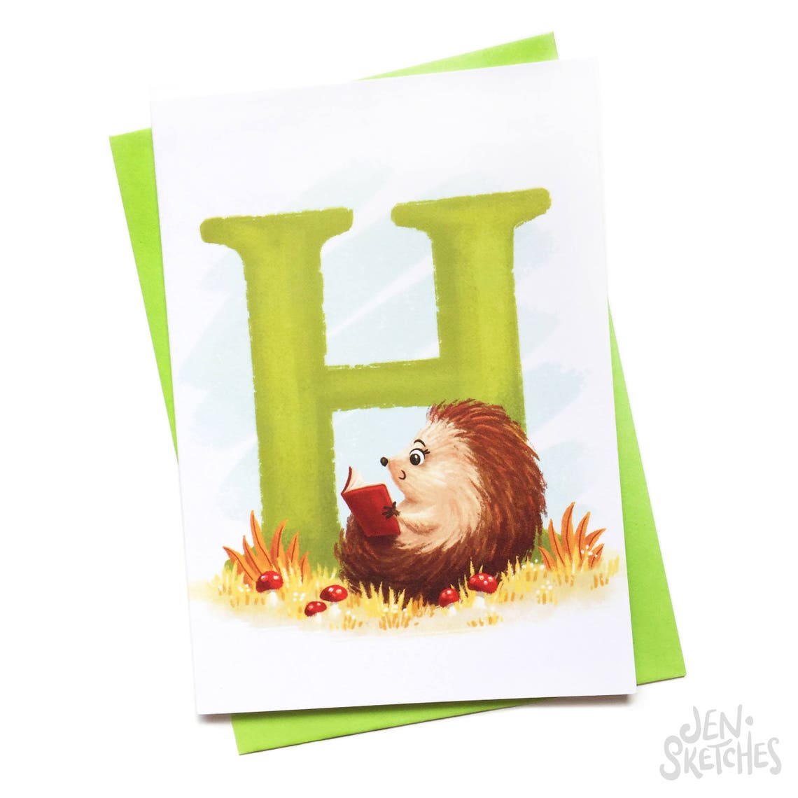 Illustrated Alphabet Greeting Card H is for Hedgehog - Etsy