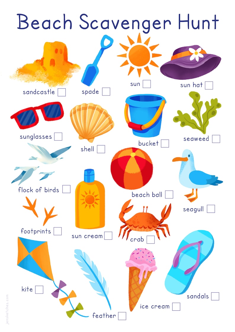 Beach Scavenger Hunt - Activity Sheet - Seaside - Summer - Printable ...