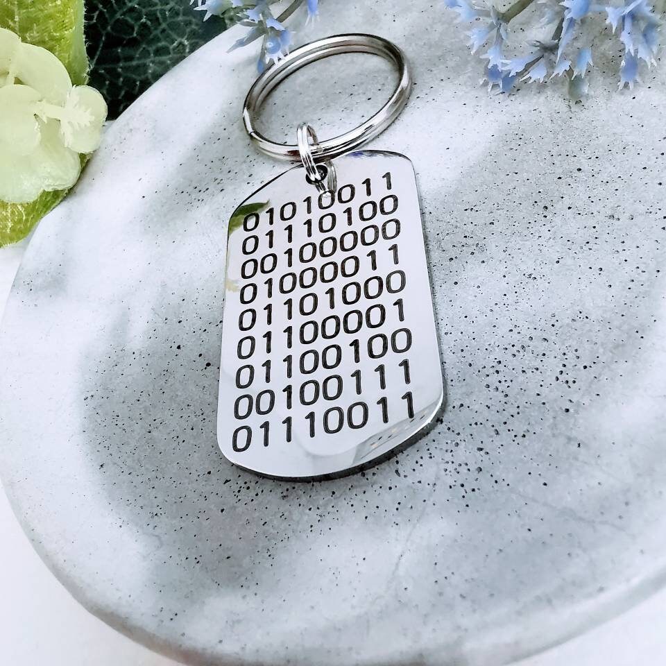 Binary Code Key Chain Keyring Love in Binary Geek Present Nerd - Etsy UK