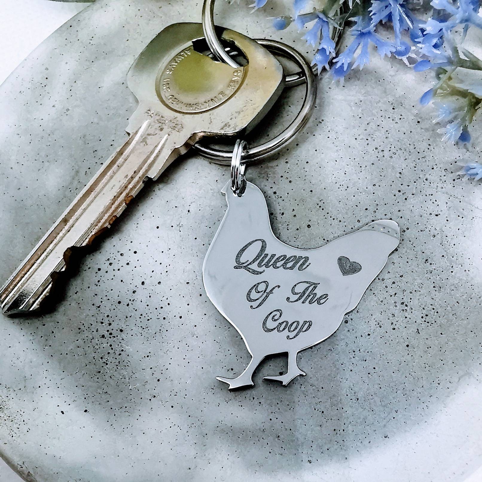 Chicken keychain queen of the coop hen keychain custom | Etsy