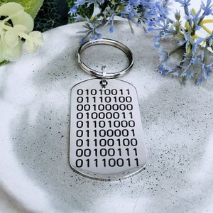 Binary Code Key Chain Keyring Love in Binary Geek Present Nerd Gift Novelty Key Chain Robot ...