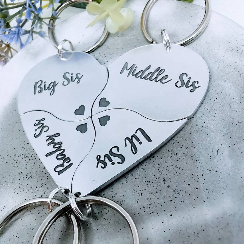4 Piece Heart Keychains Best Friends Gift Mothers Day Gift - Etsy UK