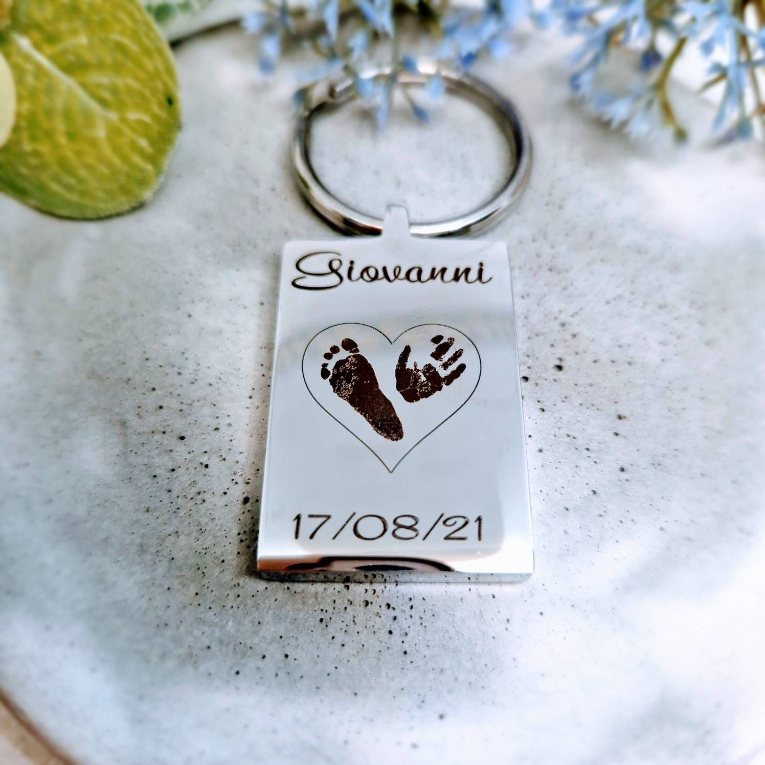 Baby Footprint Keychain Engraved Keepsake Ornament - Etsy UK