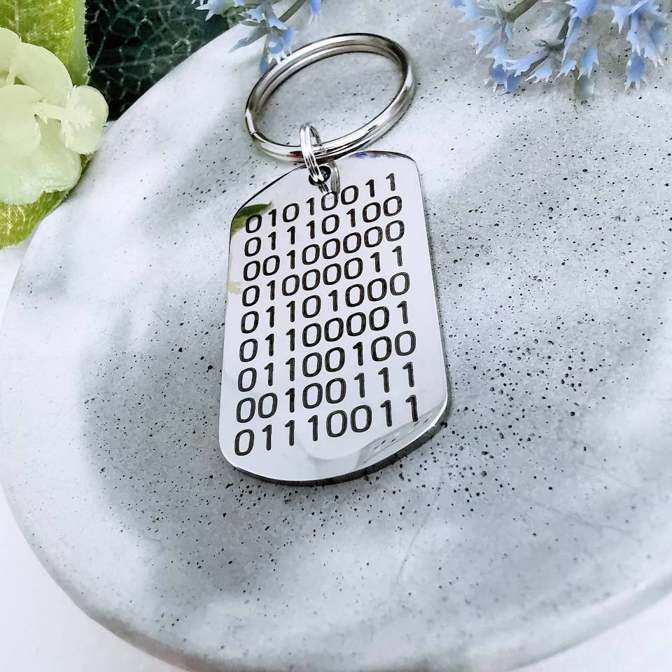 Binary Code Key Chain Keyring Love in Binary Geek Present Nerd - Etsy UK