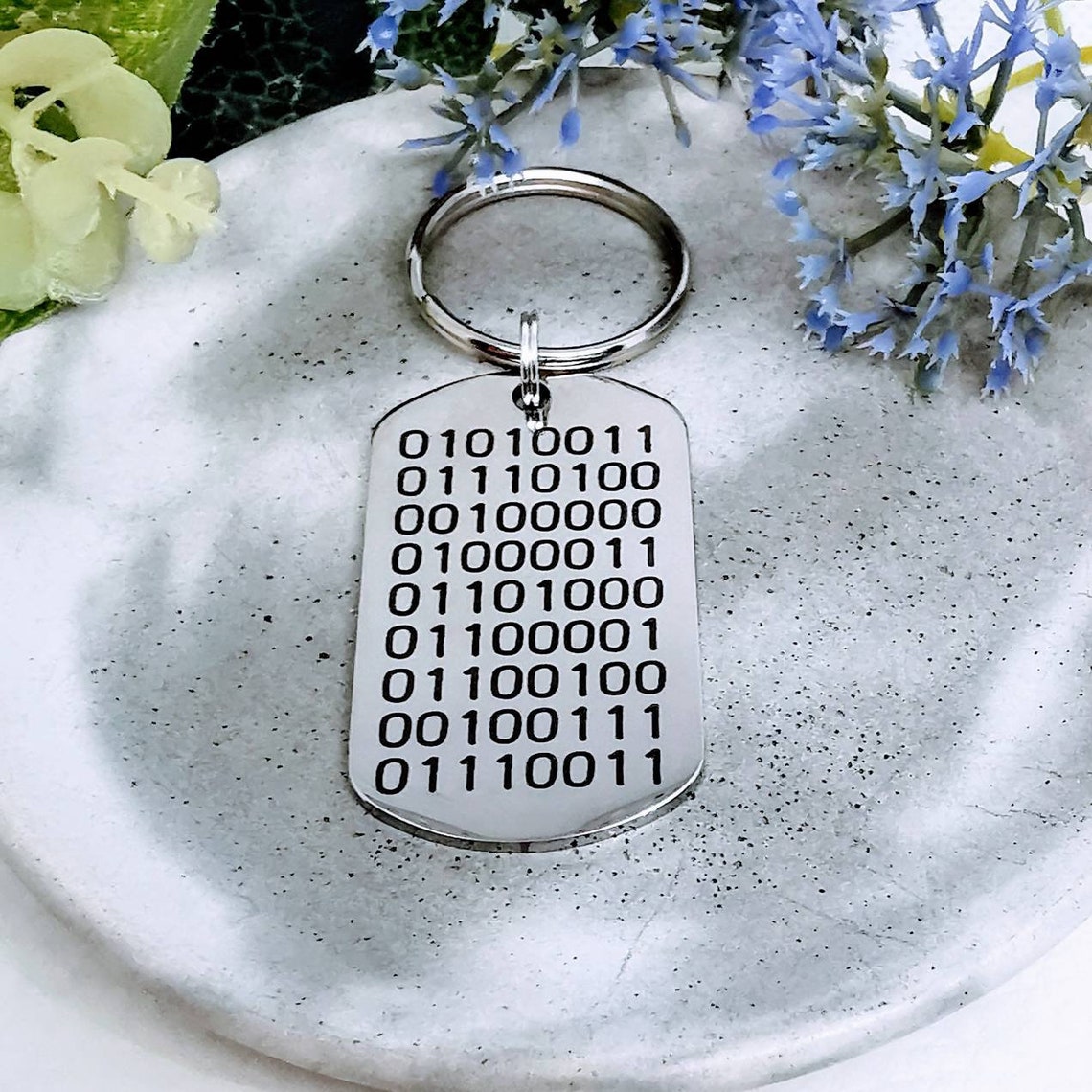Binary Code Key Chain Keyring Love in Binary Geek Present Nerd - Etsy UK