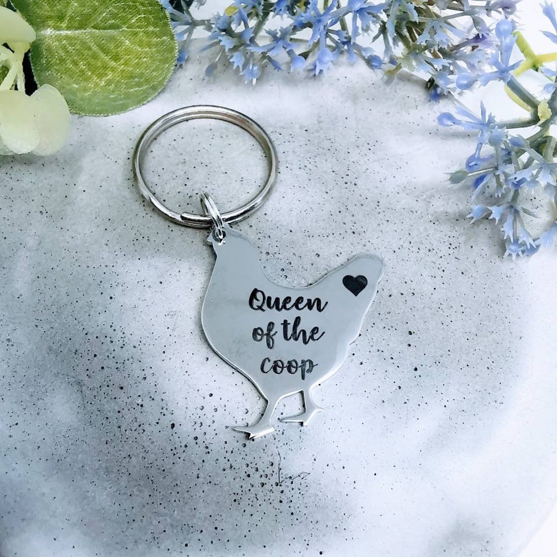 Chicken Keychain, Queen of the Coop, Hen Keychain, Custom Gift, Gift ...