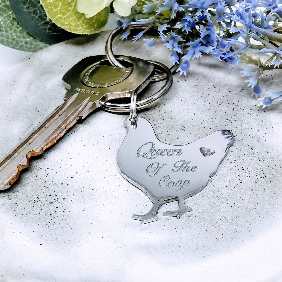 Chicken keychain queen of the coop hen keychain custom | Etsy